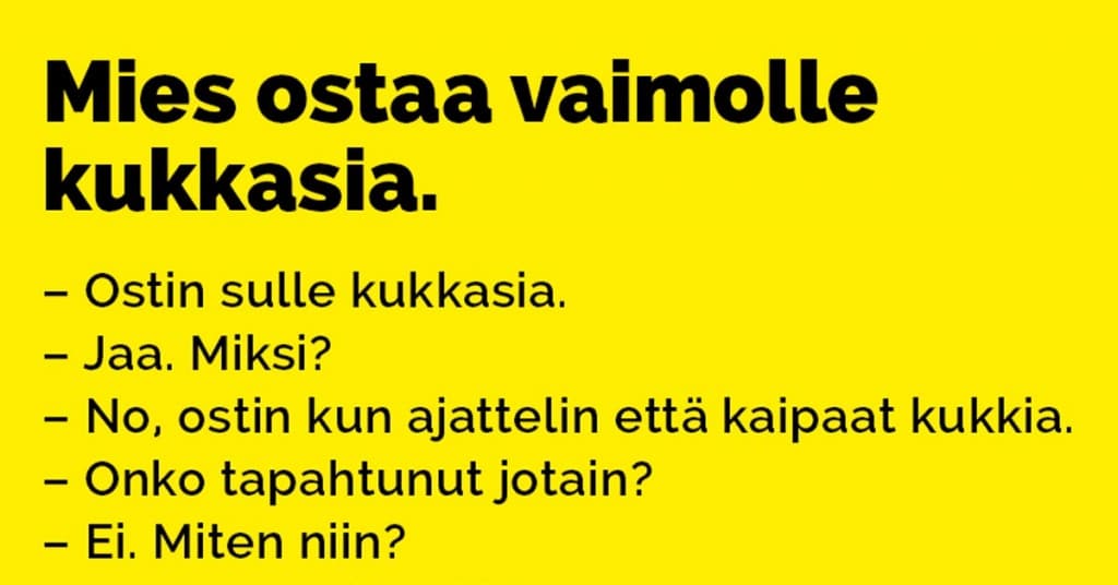 Vitsit: Mies ostaa vaimolleen kukkia - Kohokohta.com